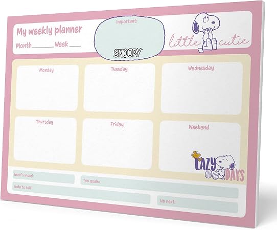 Grupo Erik Weekly Planner A4 - Snoopy Stationery | Daily Planner Family ...