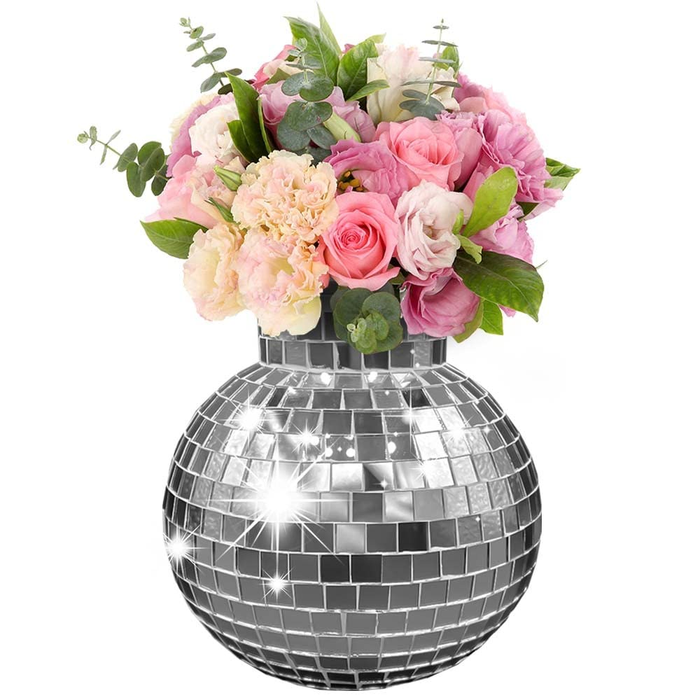 Disco Ball Planter | 7” Disco Ball Vase for Flowers & Plants | Handmade ...