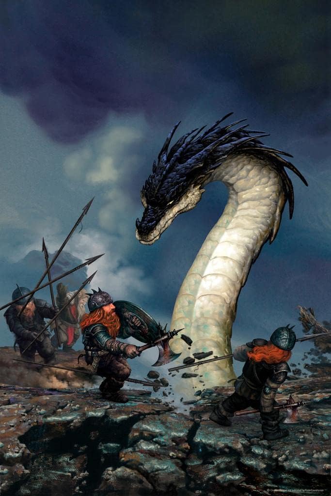 Amazon.com: Laminated Serp Dragon Fighting Dwarves Dwarf Army by ...
