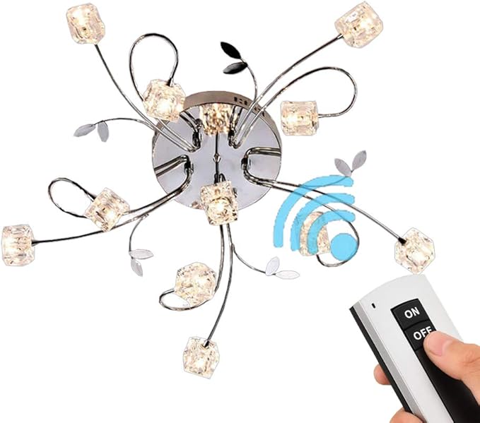 LED Ceiling Chandelier,Remote Control Chandelier,Flush Mounted Bedroom ...