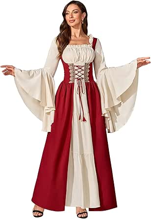 Amazon.com: Abaowedding Women Renaissance Costume Medieval Dress Irish ...