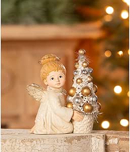 Amazon.com: Bethany Lowe Angelic Angel with Tree 5.75" Multicolor ...