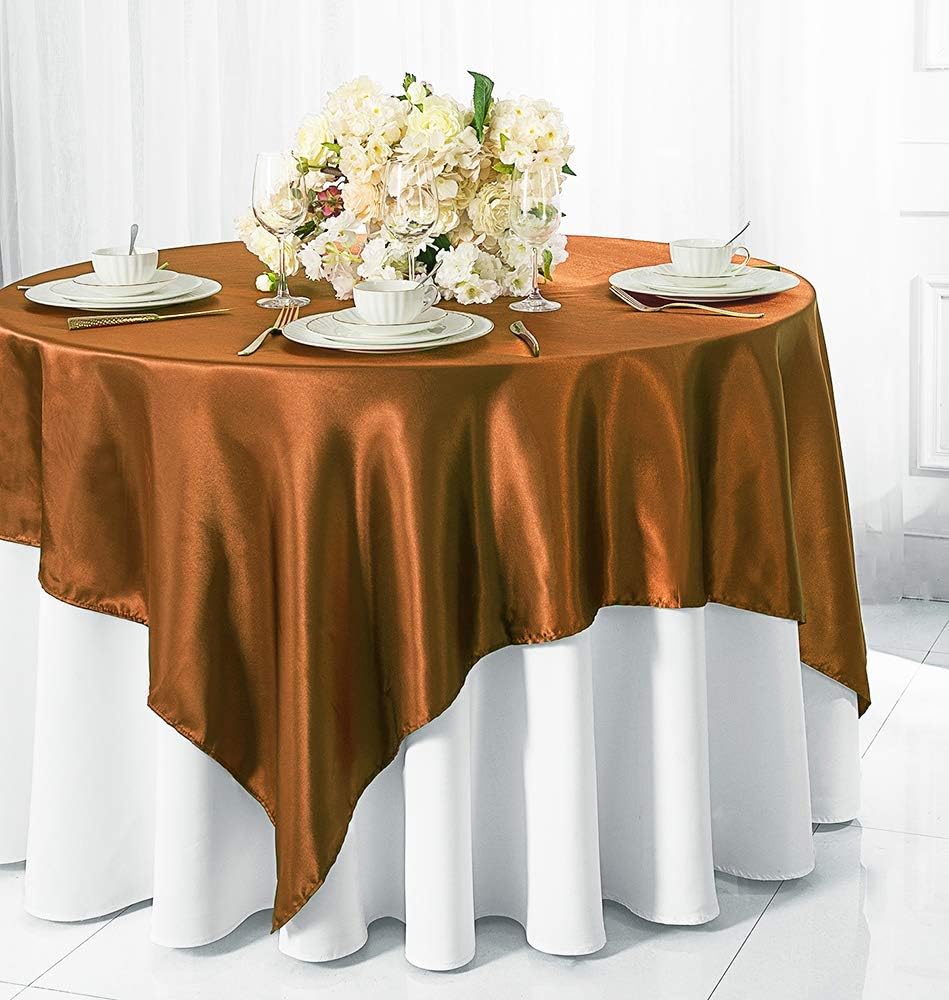 Amazon.com: Wedding Linens Inc. 72" Square Satin Table Overlays Toppers ...