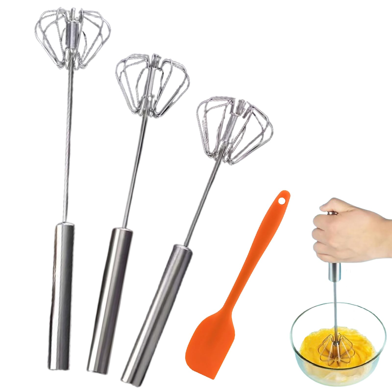 Amazon.com: 3Pcs Egg Whisk Hand Push Rotary Whisks,Semi Automatic Mixer ...