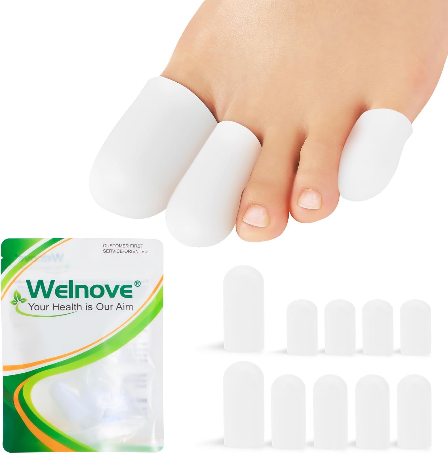 Amazon.com: Welnove Toe Caps and Toe Protectors - 10 Pack Silicone Toe ...