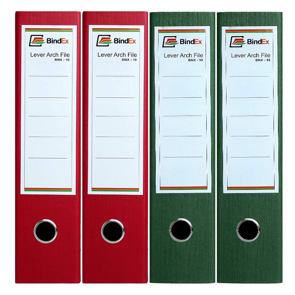 Buy BindEx Office Lever Arch Box File (Red Green) Pack of 4 with Indian ...