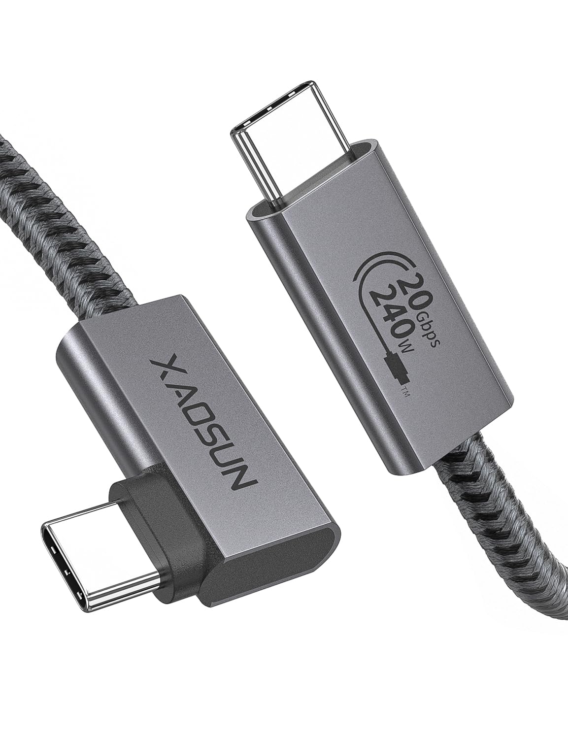 XAOSUN Cable Usb C A Usb C de 240 W, Cable Usb C 3.2 Gen 2 de 90 Grados ...