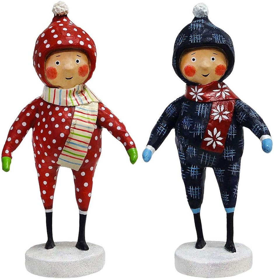 Amazon.com: Lori Mitchell Snow Day Duo Angel Figurine, Blue, Red : Home ...