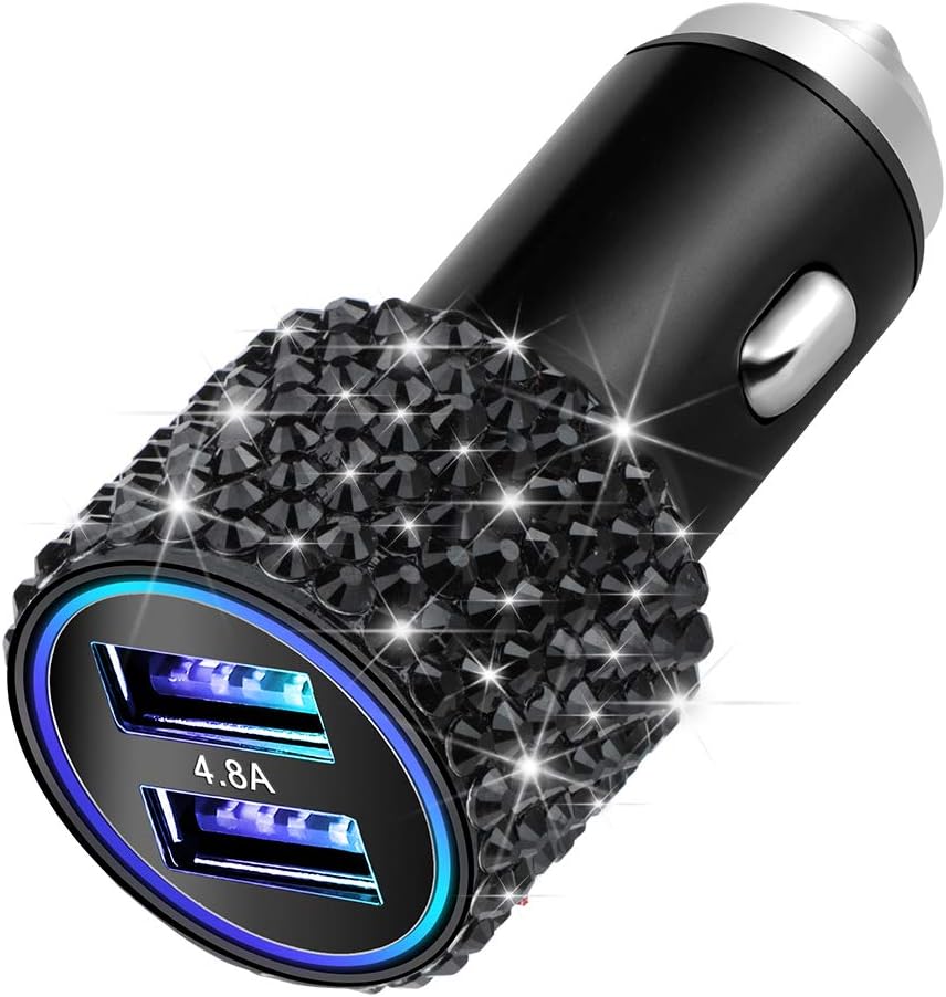 Amazon.com: Dual USB Car Charger Bling Bling Handmade Rhinestones ...