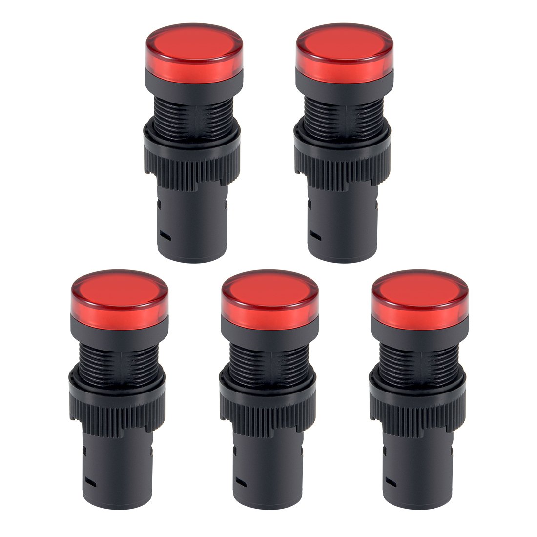 uxcell 5Pcs Red Indicator Light AC/DC 24V, 16mm Panel Mount, for ...