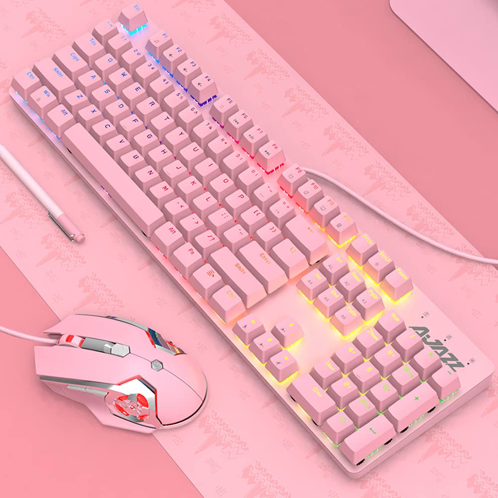 NACODEX Wired Keyboard and Mouse Combo, 104 Keys Rainbow Backlit Metal ...