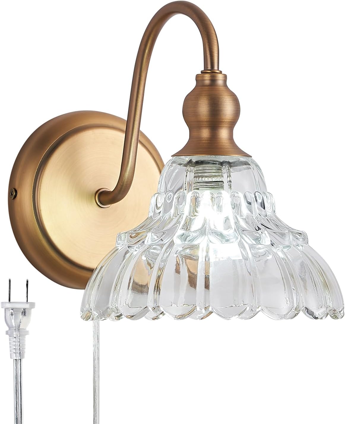 TLOLGT Modern Plug in Wall Sconces Brass Vintage Wall Light Fixtures ...