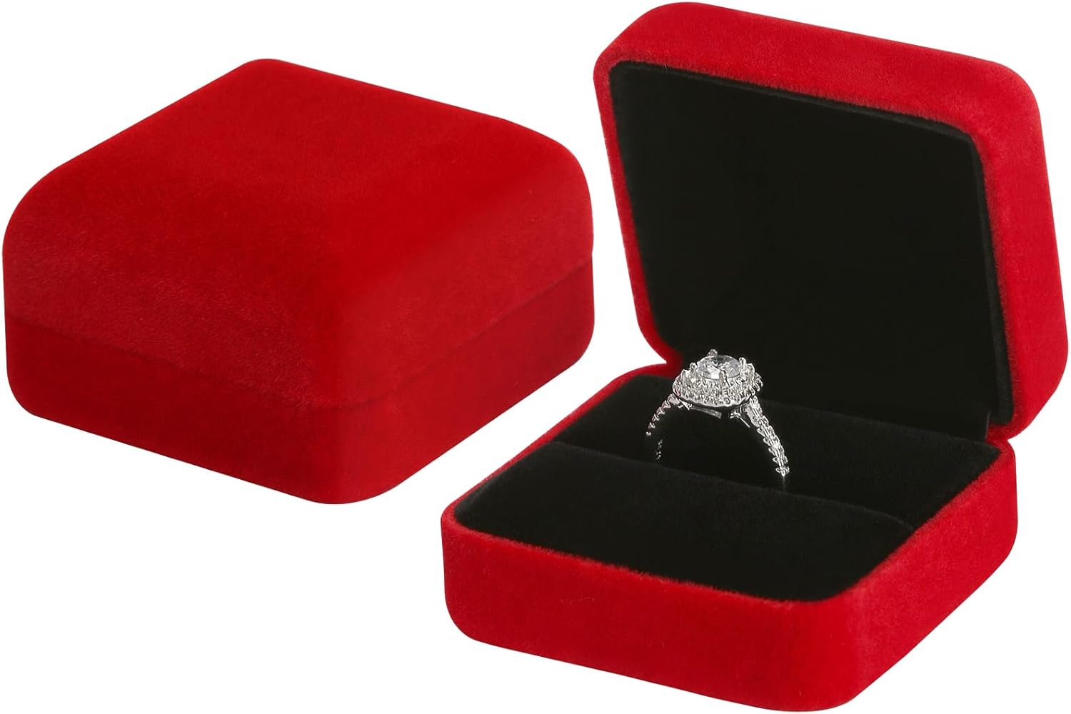 Amazon.com: KUKUVR 2 Pieces Velvet Metal Wedding Ring Box, Elegant ...