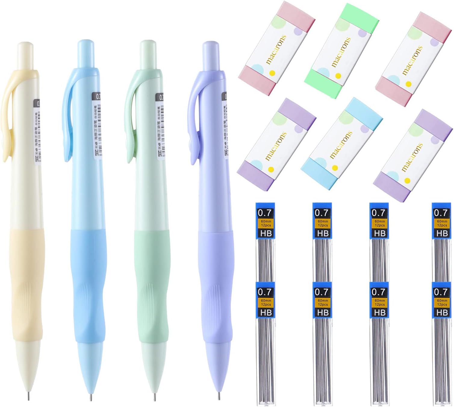 Amazon.com : 4Pcs Mechanical Pencil Set for Kids 6PCS Erasers,8 Tubes ...