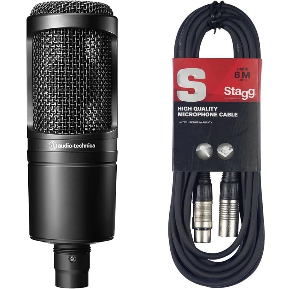 Audio-Technica AT2020 Cardioid Condenser Microphone (XLR connection ...