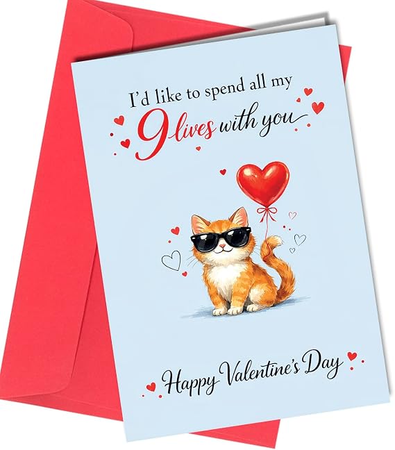 Cat Valentine’s Day Card – “I’d Like to Spend All My 9 Lives With You ...