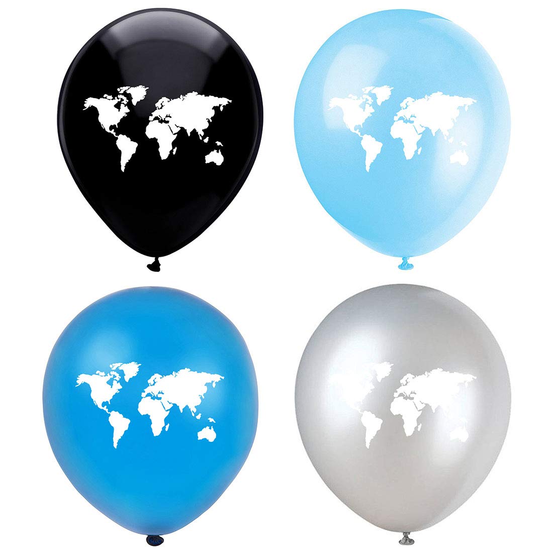Amazon.com: Map Latex Balloons, 16-Pack 12inch World Map Blue Birthday ...