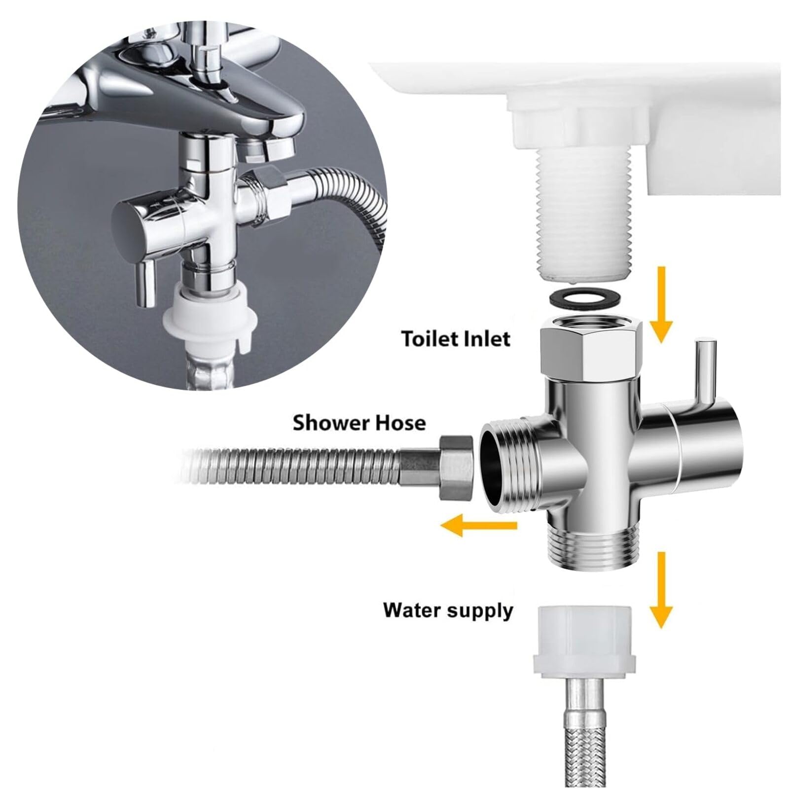 Shower Diverter Valve G1/2″ Brass Shower Splitter Shower Valve with ...