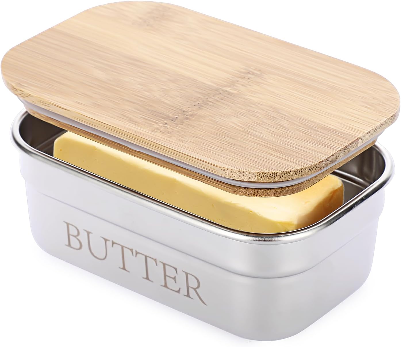 Amazon.com | Yesland Butter Dish with Wooden Lid - Unbreakable Enamel ...