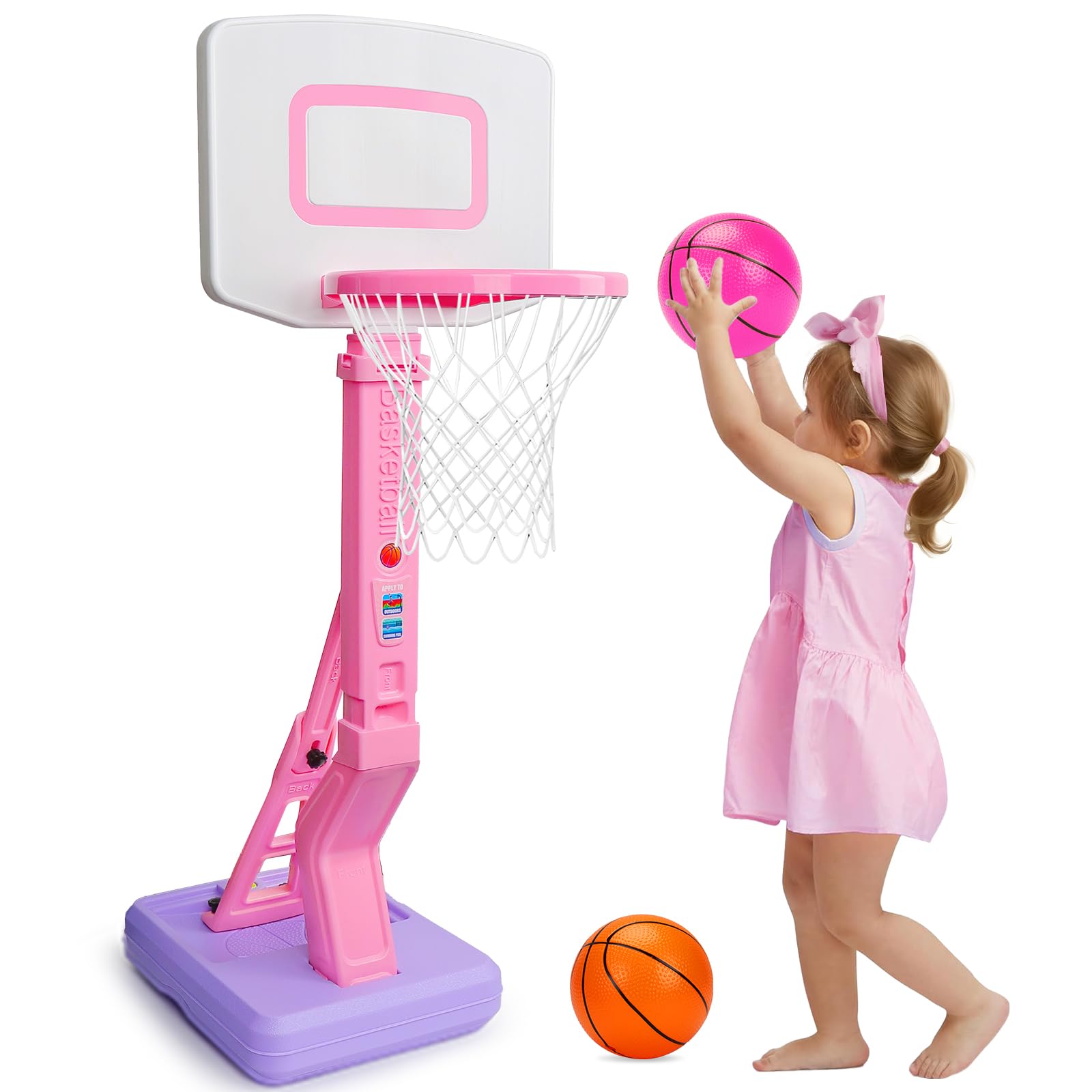 Amazon.com: Toddler Pink Basketball Hoop Indoor Outdoor Backyard ...