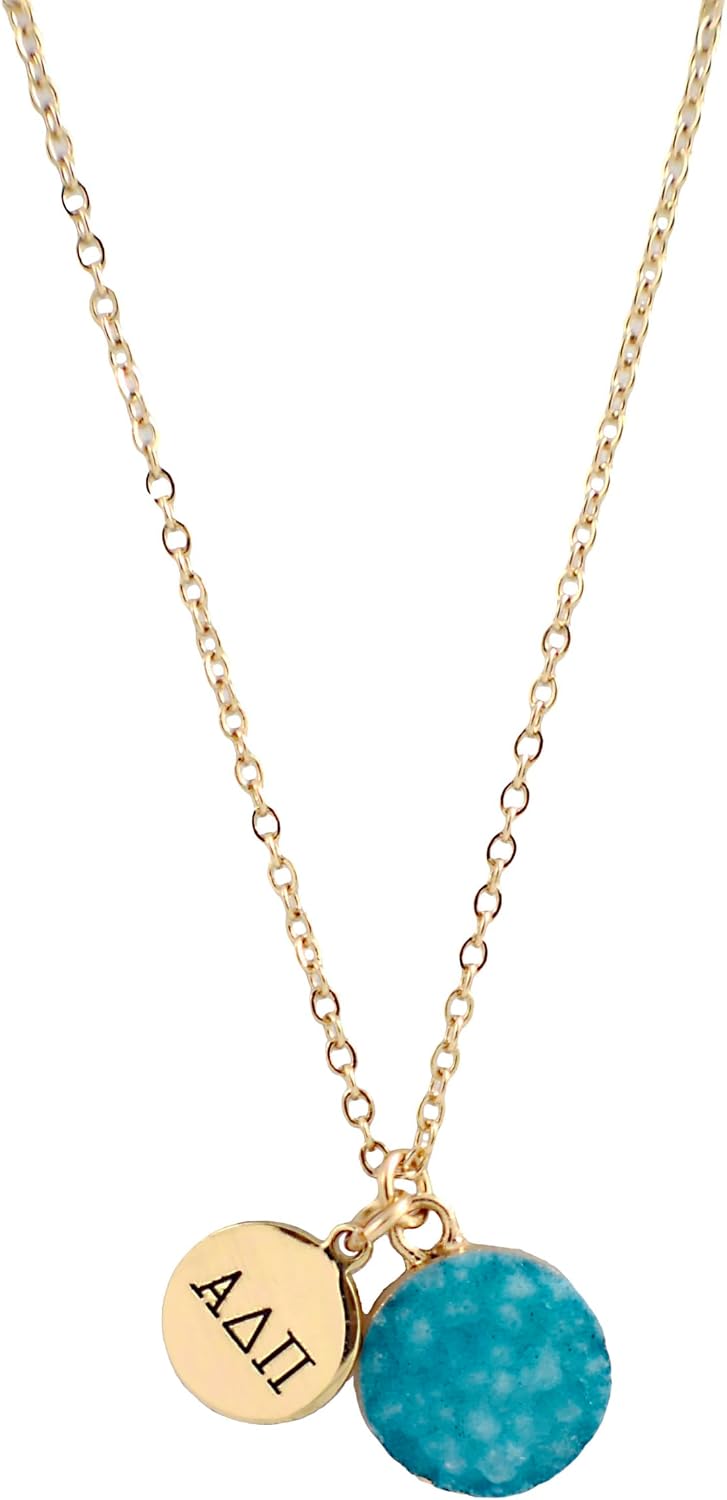 Amazon.com: Sorority Shop ADP Necklace - Alpha Delta Pi Blue Druzy ...