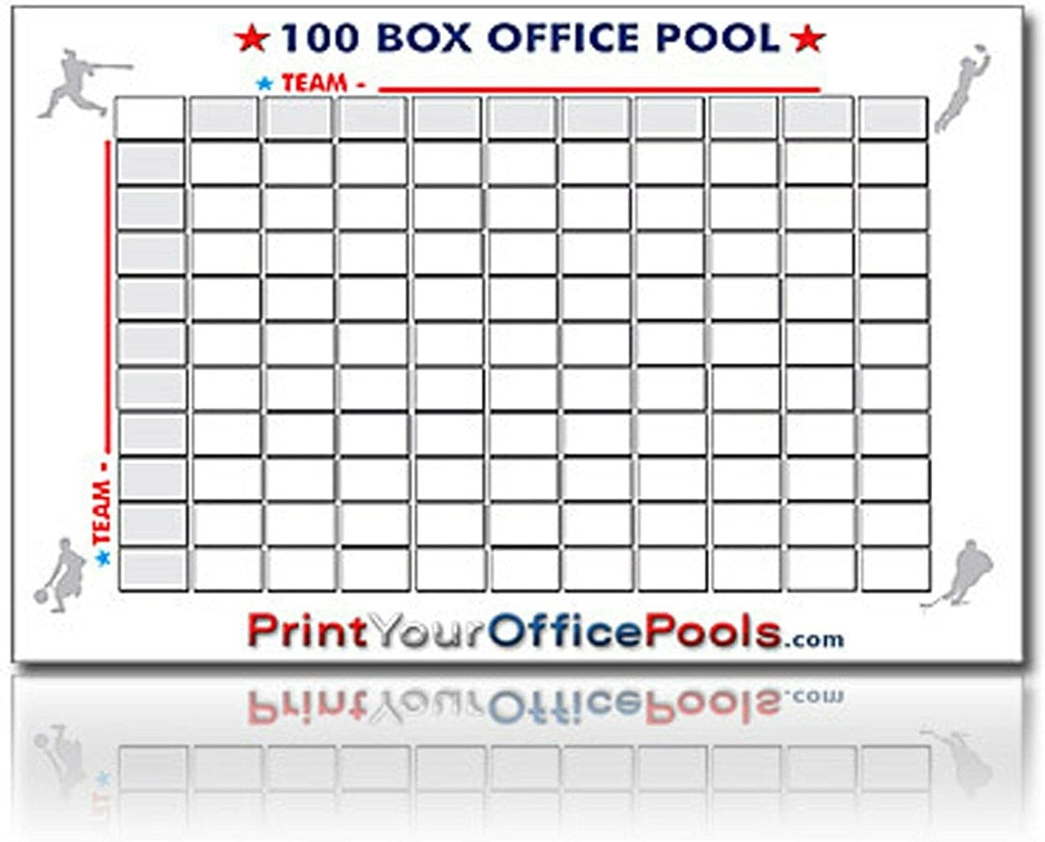 Amazon.com: REUSABLE 22 x 34 FOOTBALL BLOCK POOL POSTER 100 BOX SQUARES ...