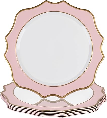 Amazon.com | MAONAME 13" Pink Charger Plates Set of 6, Round Chargers ...