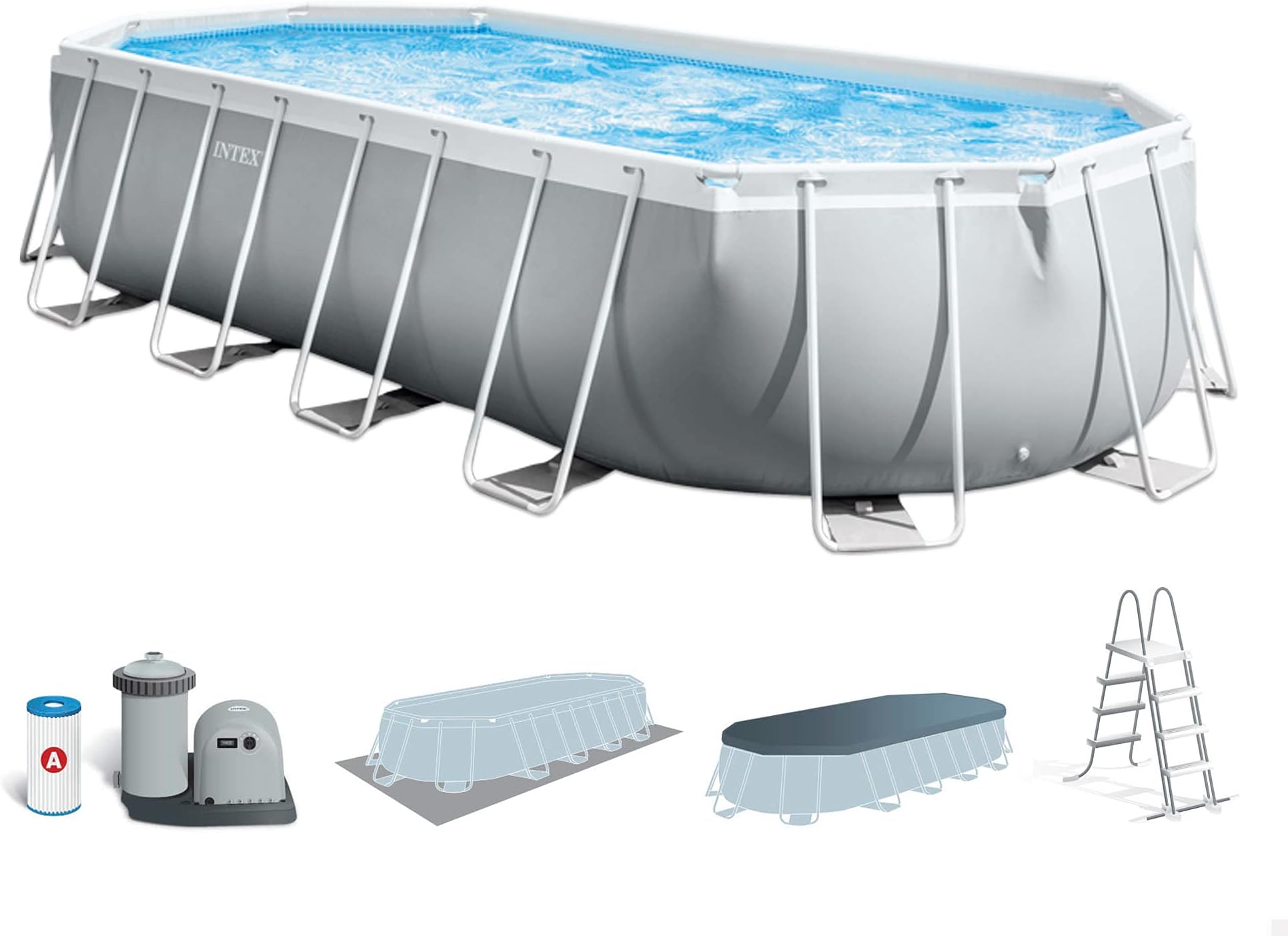Intex 20Ft X 10Ft X 48In Prism Frame Oval Pool Set : Amazon.co.uk: Garden