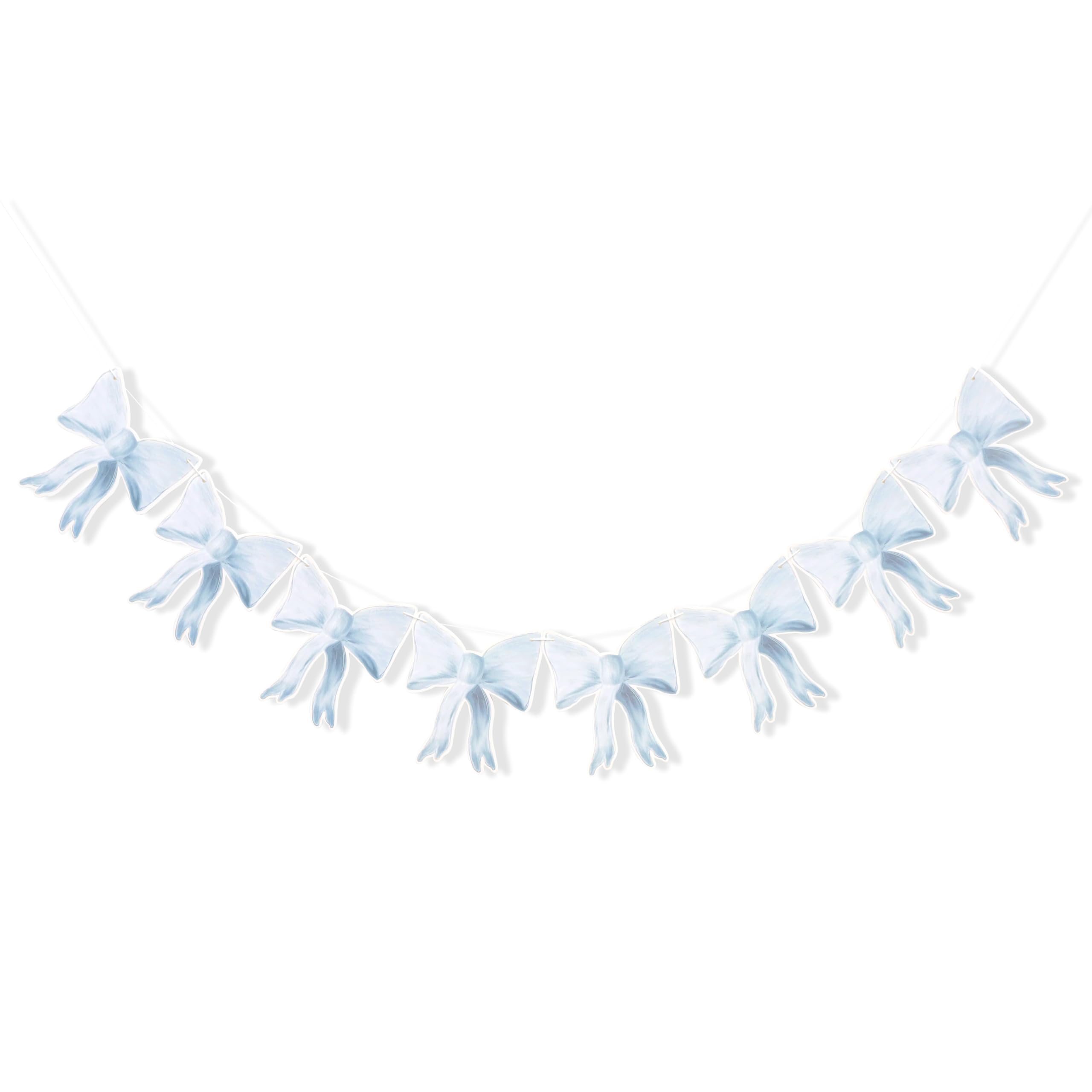 Amazon.com: Blue Bow Banner For 1st Birthday - Blue Bow Cake Topper ...