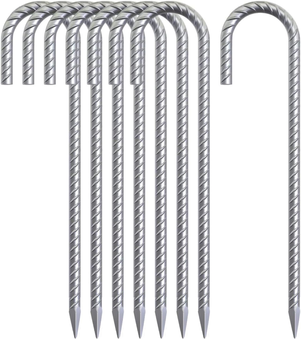 Amazon.com : Trident Fence 18 inch Steel J Hook Rebar Ground Stakes (12 ...