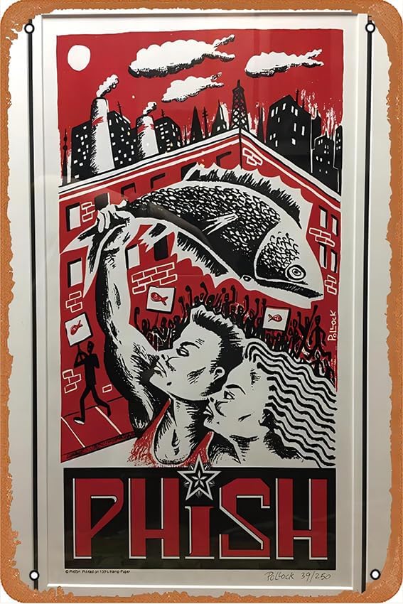 Amazon.com: Phish - 1997 Jim Pollock poster Art of Modern Rock series, Framed poster Tin Metal ...