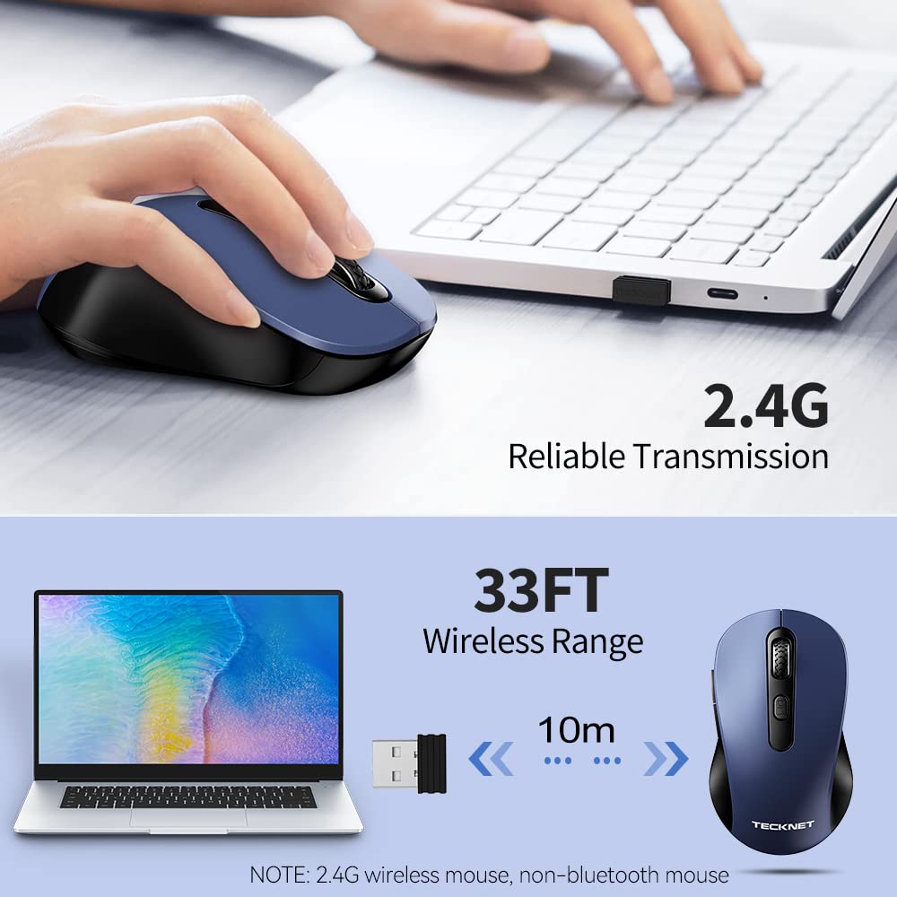 Snapklik.com : TECKNET Cordless Mouse For Laptop, 24G USB Mouse ...