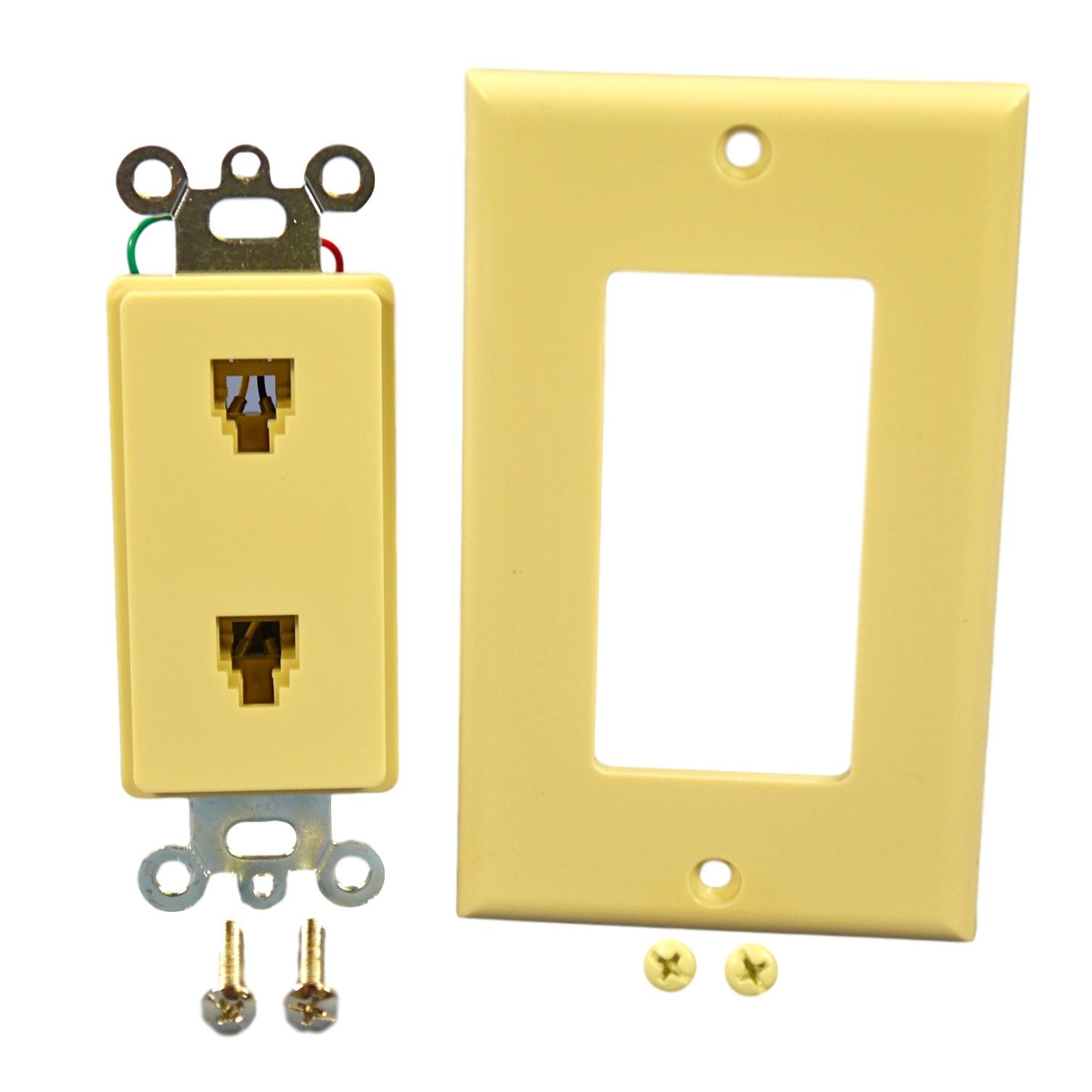 Amazon.com: Leviton C2447-I Decora Flush Mount Duplex Phone Jack Wall ...
