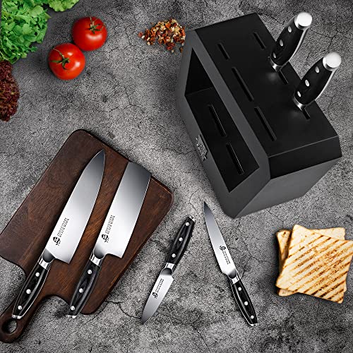 TUO Knife Block Set – 7 piece Kitchen Knife Set with Wooden Block ...