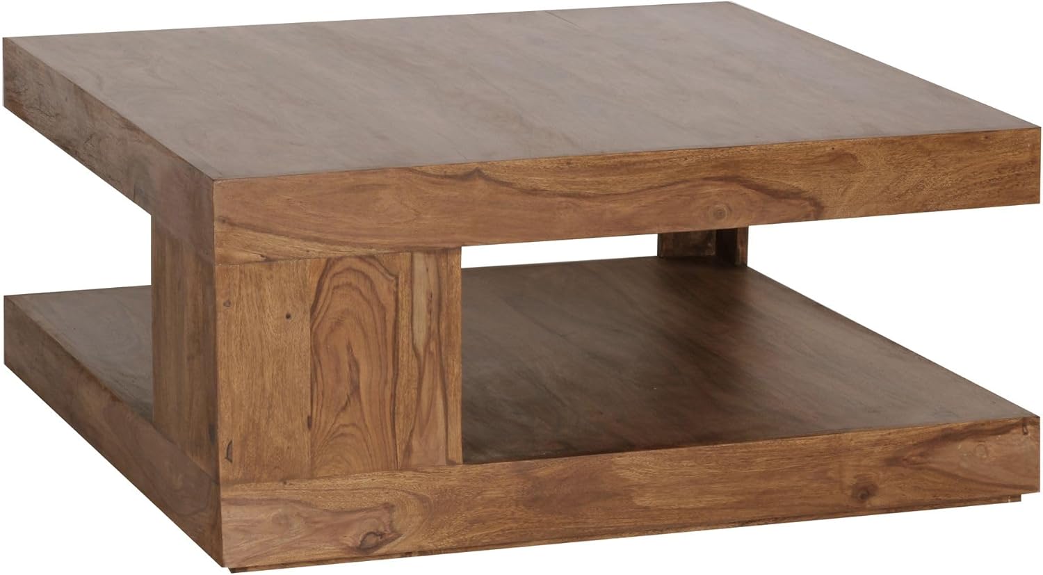 FineBuy 90 x 90 cm Massive Wood Living Room Coffee Table with Shelf ...