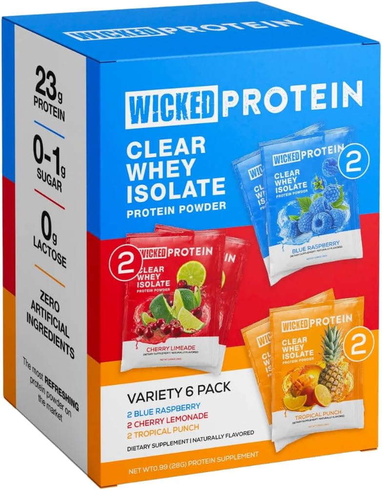 Amazon.com: WICKED Protein Powder, Clear Whey Isolate Variety Pack, 23g ...