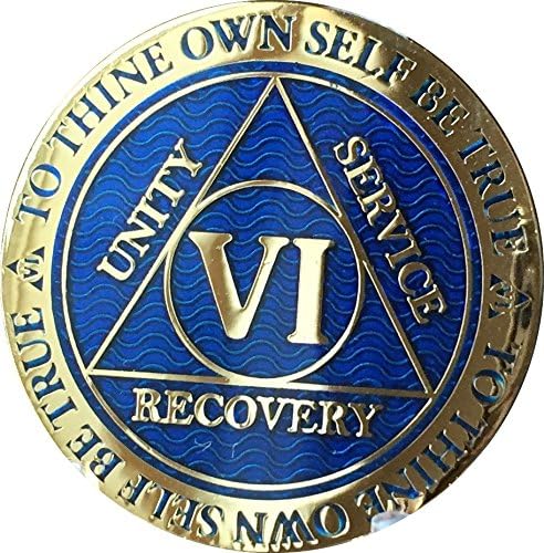 Amazon.com: RecoveryChip 6 Year AA Medallion Reflex Blue Gold Plated ...