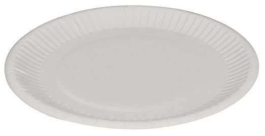 ABENA White Paper Plates, 18cm, White, Pack of 50, Paperboard, Clay ...