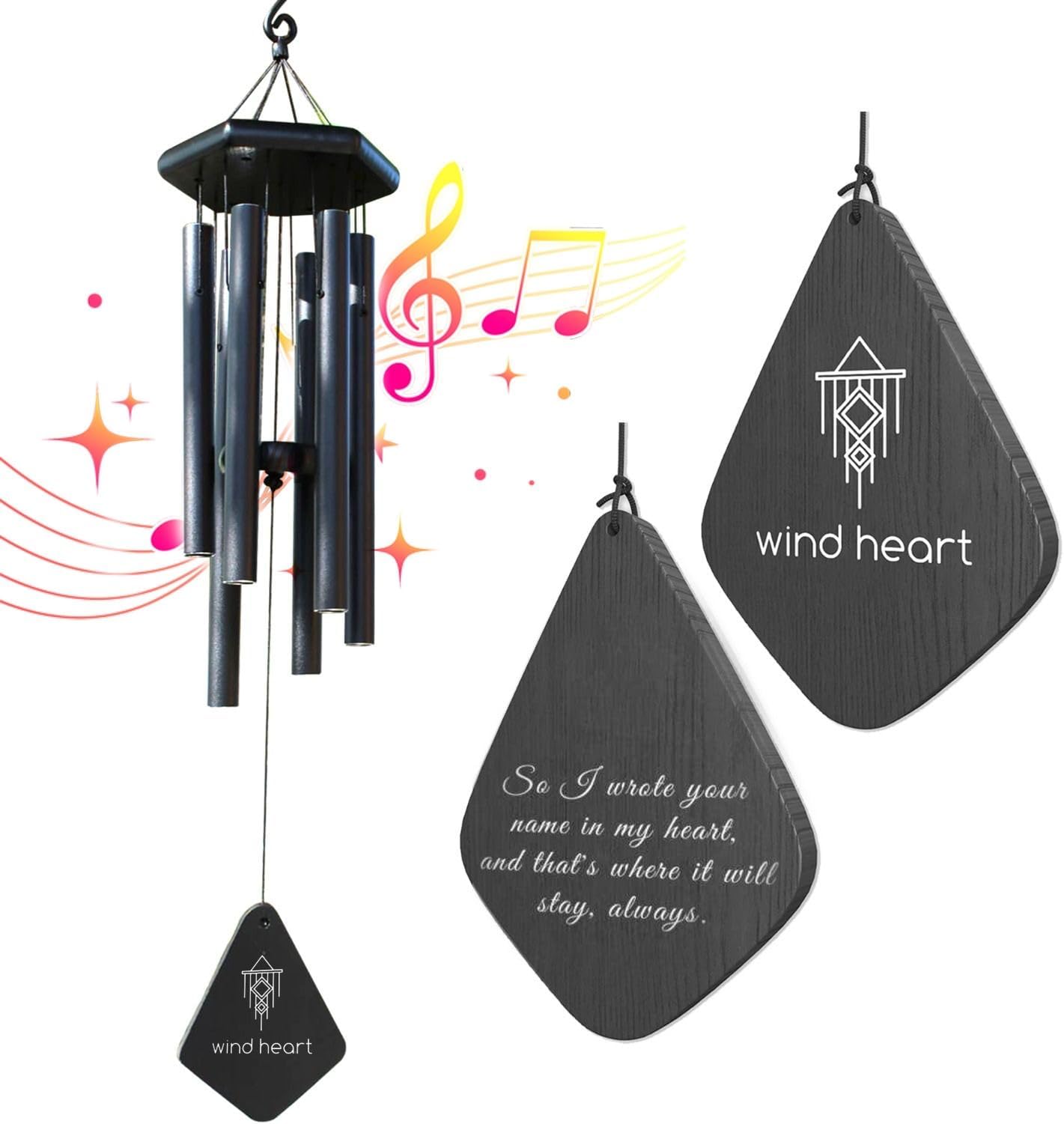 Amazon.com : Wind Heart Memorial Wind Chimes – Sympathy Wind Chimes for ...