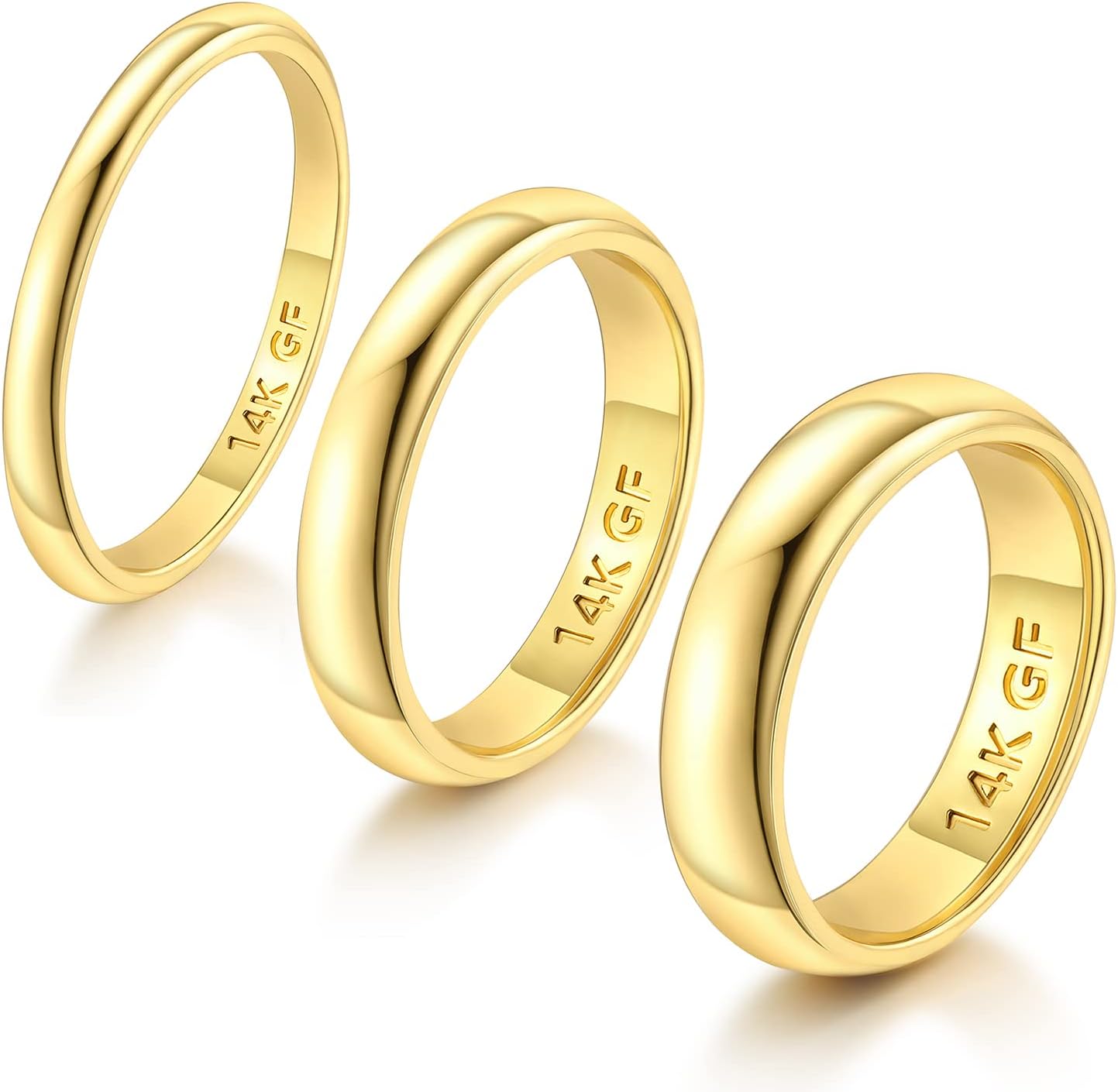 Amazon.com: ZNBOH 3Pcs 14K Gold Filled Ring Stackable Rings for Women ...