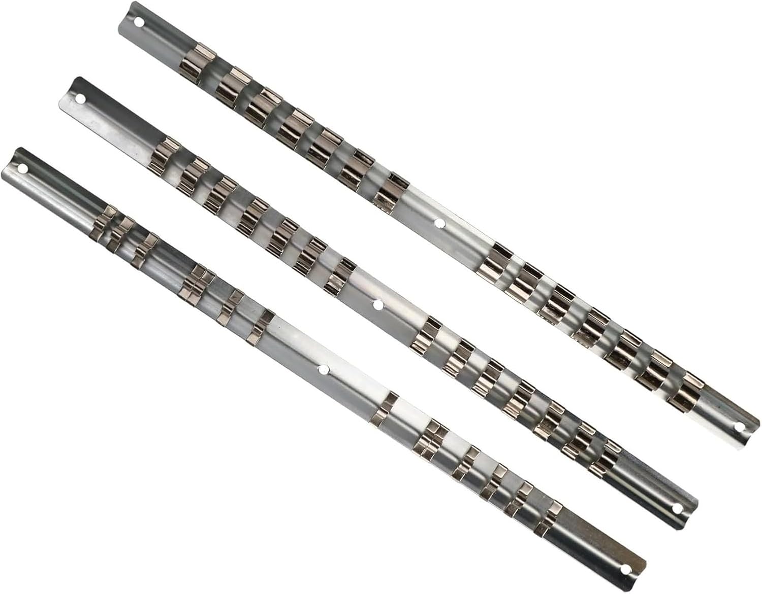 3 Piece Socket Storage Rail Organizer Set - 42 Clips, Zinc Plated Iron ...