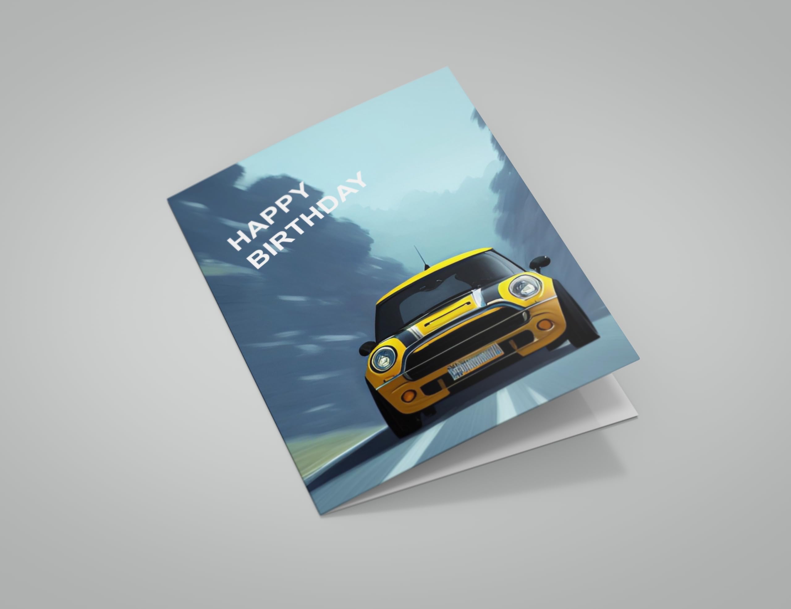 Happy Birthday Modern Mini Car Greeting Card 125mm x 178mm Including ...