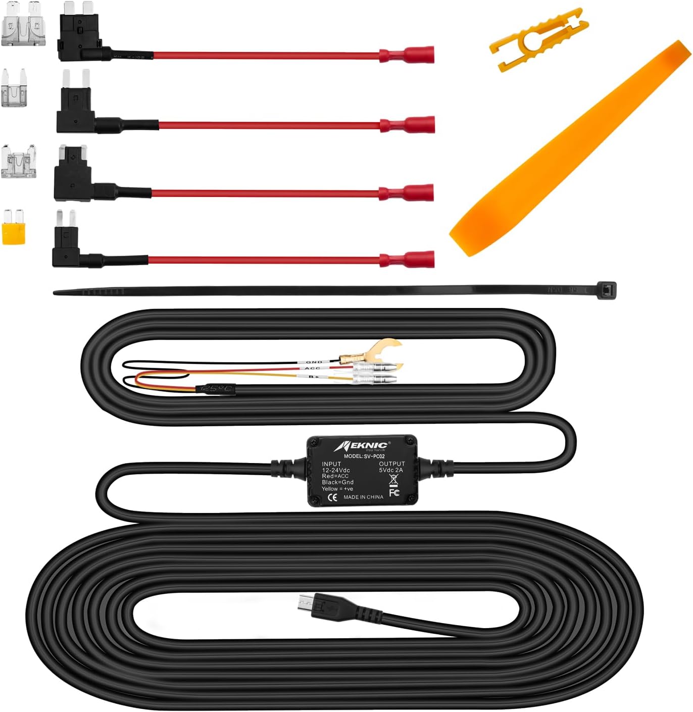 Amazon.com: Dash Cam Hardwire Kit, MEKNIC 11.5FT Mini USB Hardwire Kit ...