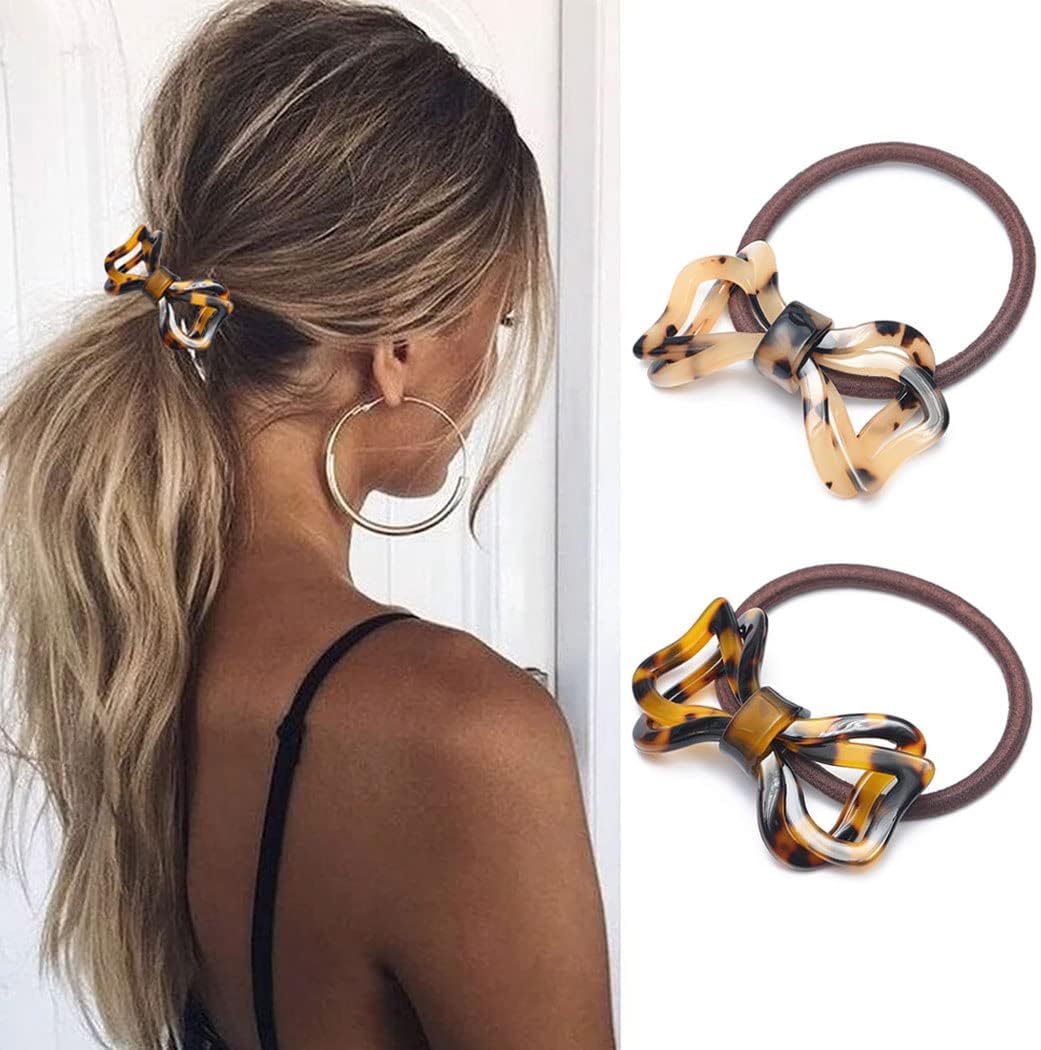 Amazon.com : Brinie Tortoise Shell Hair Ties Bowknot Hair Scrunchies ...