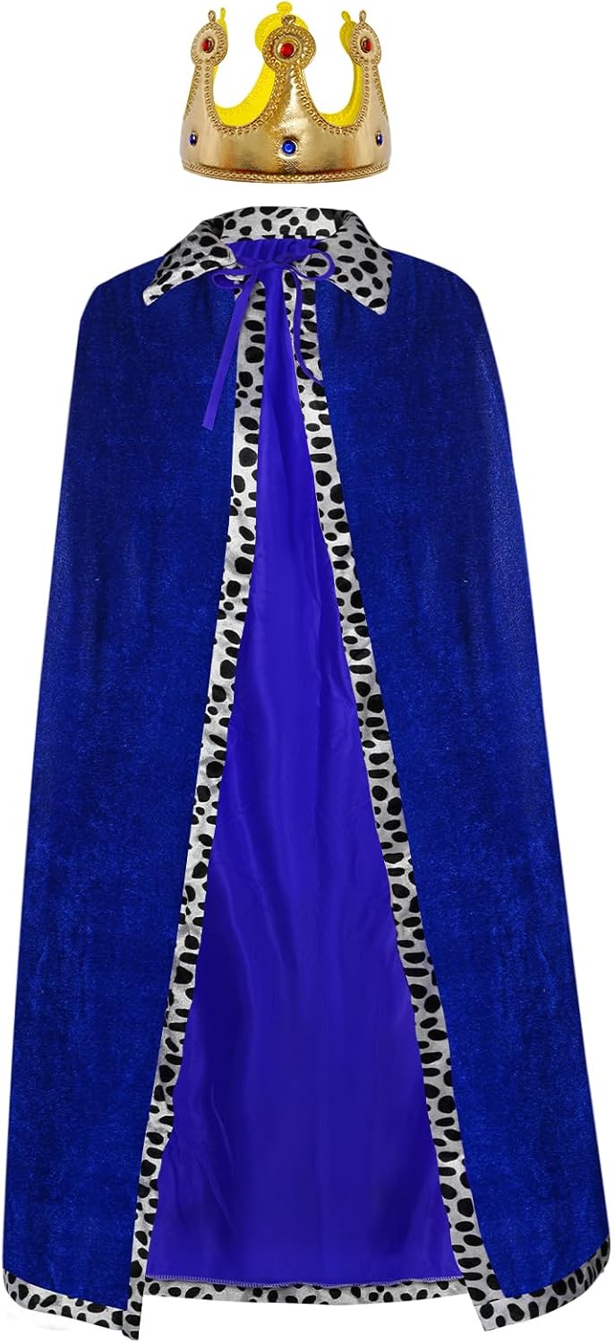 Amazon.com: tiggell King Robe Costume Queen Robe Crown Set Cosplay ...