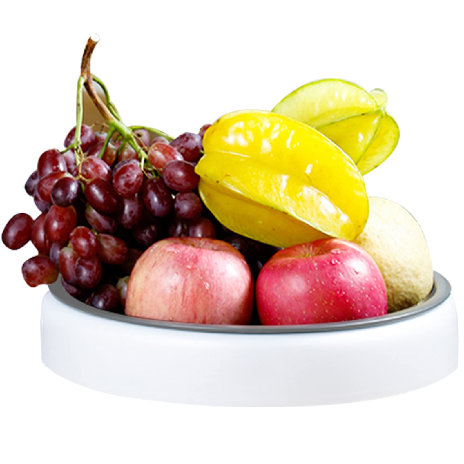 TOPHOME Drain Fruit Plate 2-in-1 Fruit Drainer Basket (Round,White) for ...