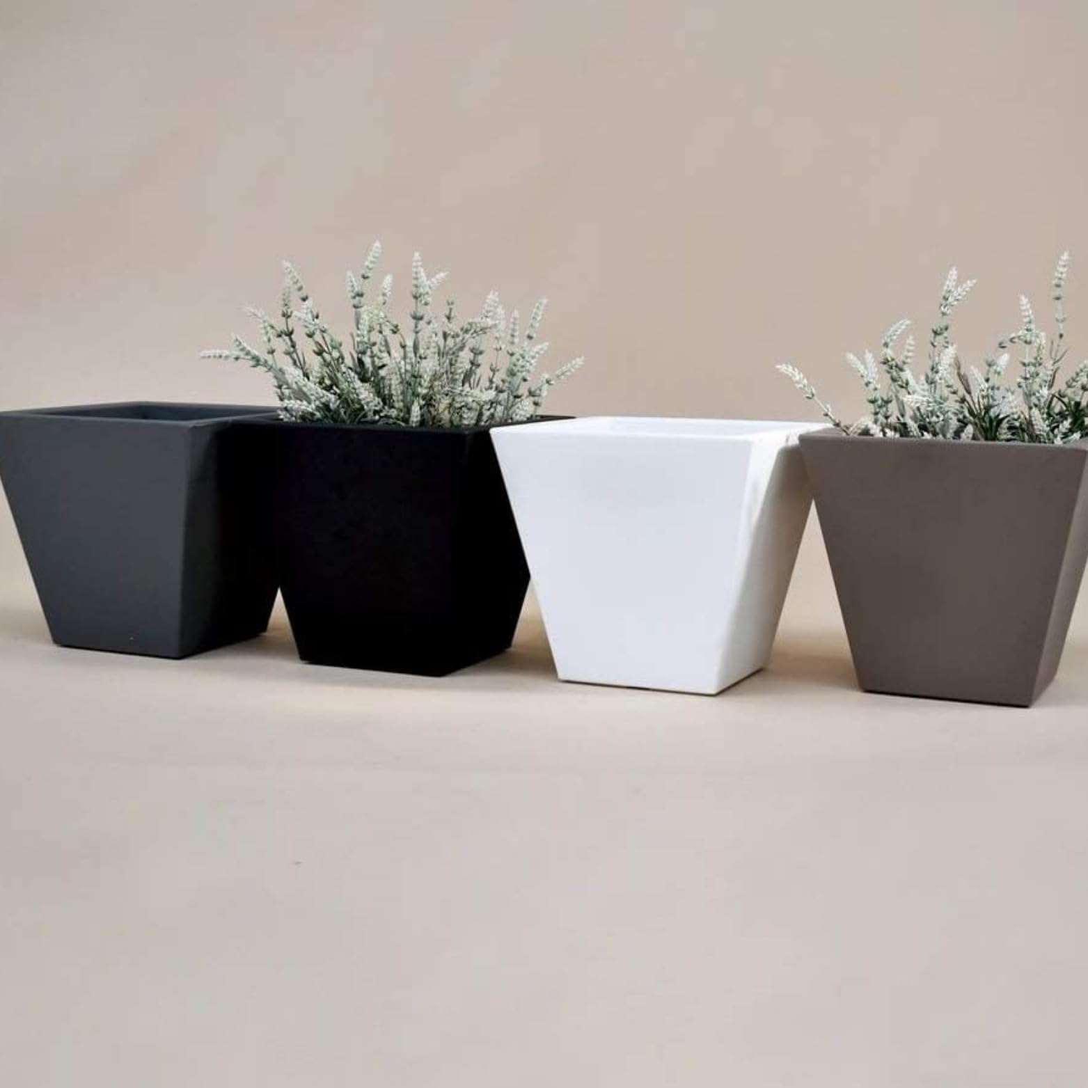 Elly Décor 12-inch Square Plastic Planter with Drainage Hole, Plant Pot ...