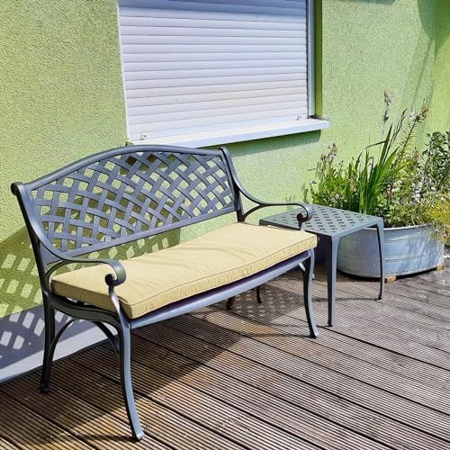 Lazy Susan Jasmine Metal Garden Bench | 2-seater in Slate Grey with ...