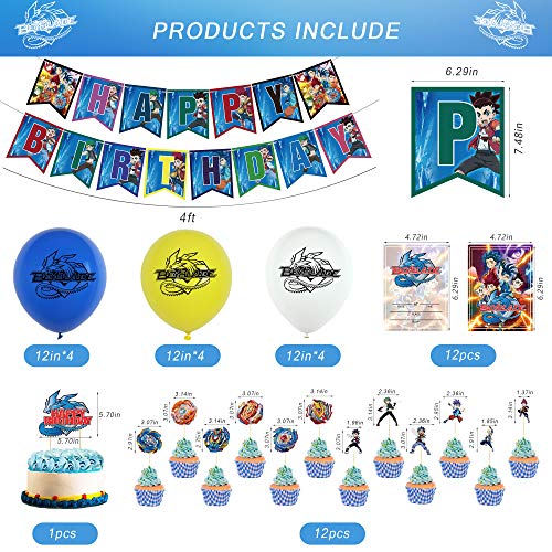 Beyblade Birthday Party Supplies, Include Banner Cake Topper - Want It All