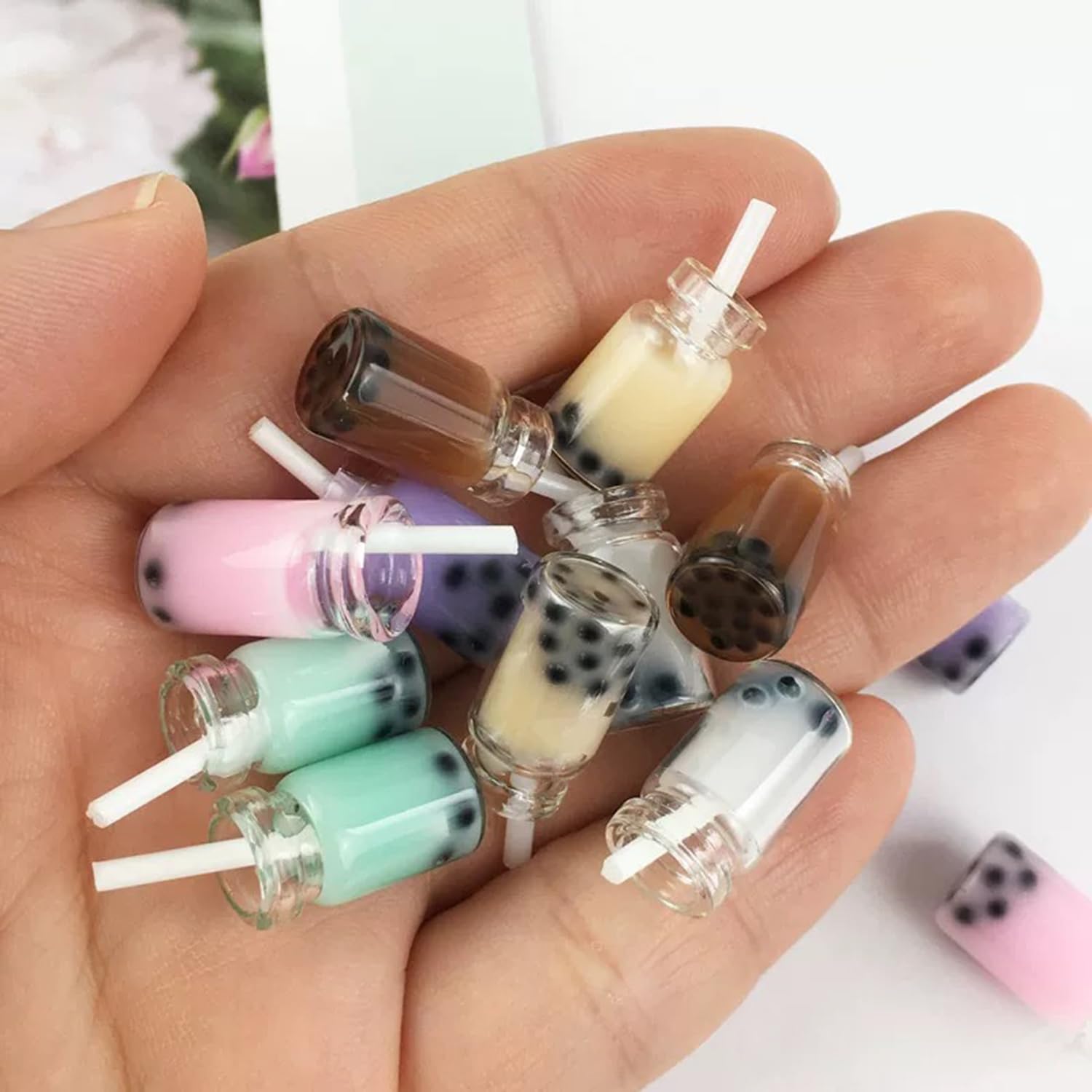 Amazon.com: Miniature Bubble Tea Cups, Tiny Resin Bubble Tea Cup, Milk ...